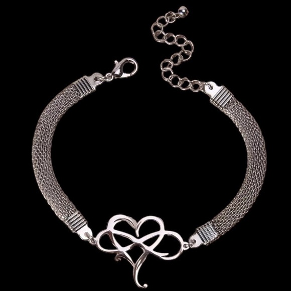 Jewelry | Interlocking Heart Infinity Silver Toned Bracelet | Poshmark